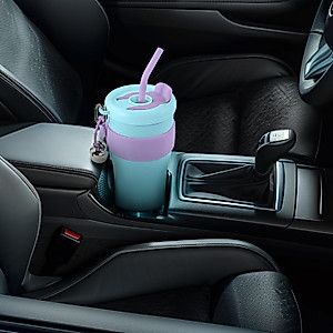 40 oz Tumbler with Handle, Stainless Steel Double Wall Vacuum Bottle Travel Mug, 100% Leakproof Insulated Tumbler with Straw and Lid, Reusable Coffee Cup for Gift (Blue)