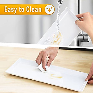 Moretoes Melamine Serving Platters Rectangular Trays, 14 Inches White Imitation Porcelain Dishes Serving Plates for Party Food Turkey Platter Dishwasher Safe Set of 3