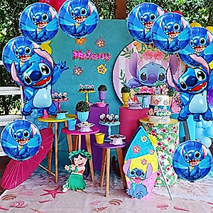 Lilo and Stitch Party Balloons Stitch Party Aluminum Film Balloons suit Stitch Birthday Party Decorations (10pcs blue）