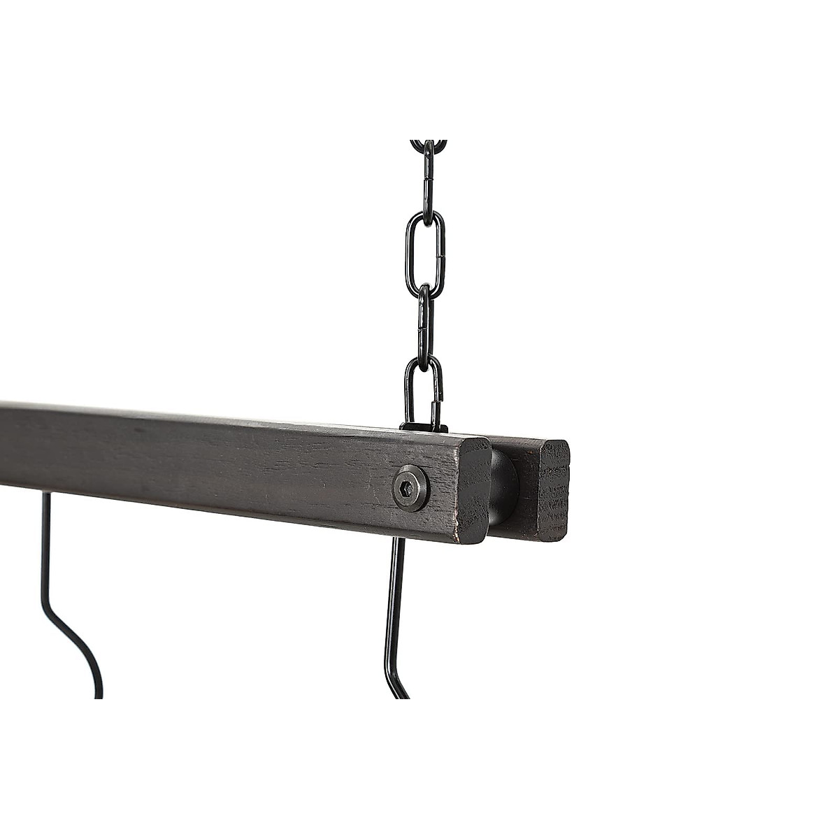 SODUKU Pot and Pan Rack Organizer, Ceiling Mounted Single Wooden Cookware Hanger with 6 Hooks for Pot Pans Utensils Espresso