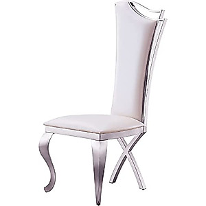 HomVent White Dining Chairs Set of 2 Leatherette Dining Room Chairs with High Back White Silver Dinner Chair Modern Kitchen Chair for Dining Table Kitchen Chairs with Chrome Legs Dining Table Chairs