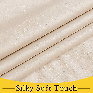 NICETOWN Blackout Door Curtains, Farmhouse French Velvet Door Short Curtain for Privacy, Easy Installed Tricia Door Panel, Front Door Sidelight Curtain Tie up Shade, (Light Beige, 26" x 40", 1 PC)