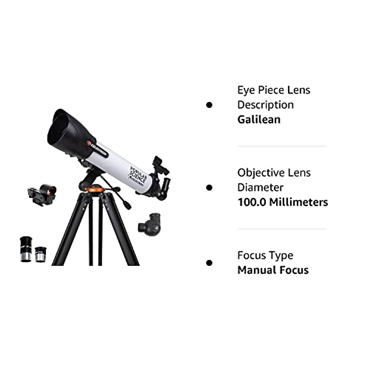 Popular Science StarSense Explorer DX 100AZ Smartphone App-Enabled Telescope – Works with StarSense App to Help You Find Stars, Planets & More – iPhone/Android Compatible
