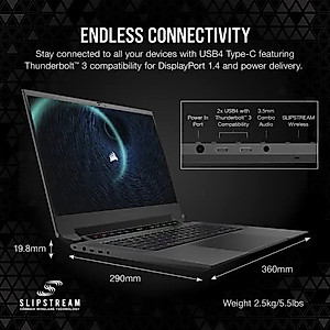 Corsair Voyager a1600 Gaming Laptop (AMD Ryzen R7 6800HS, AMD Radeon RX 6800M, 16GB DDR5, 16" 2560x1600 240Hz IPS Screen, Cherry MX Ultra-Low Profile Keyswitches, Windows 11 Home Advanced) Black