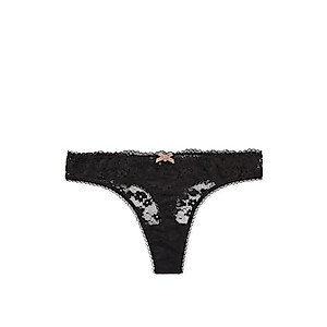 Victoria's Secret Lace Thong Underwear, Panties for Women, Body By Victoria, Black (S)