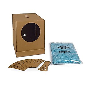 PetSafe Disposable Cat Litter Box - Collapsible Covered Design for Travel - from The Makers of ScoopFree Self Cleaning Litter Box - Includes 4.3 lb Premium Blue Original Crystal Cat Litter