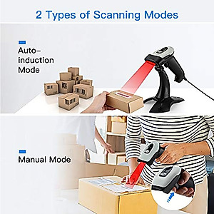 Eyoyo Wireless 2D QR Barcode Scanner with Stand, Bluetooth & 2.4G Wireless & USB Wired Handheld Barcode Reader with 1D 2D Screen Scanning Auto Sensing Connect Smart Phone Tablet PC