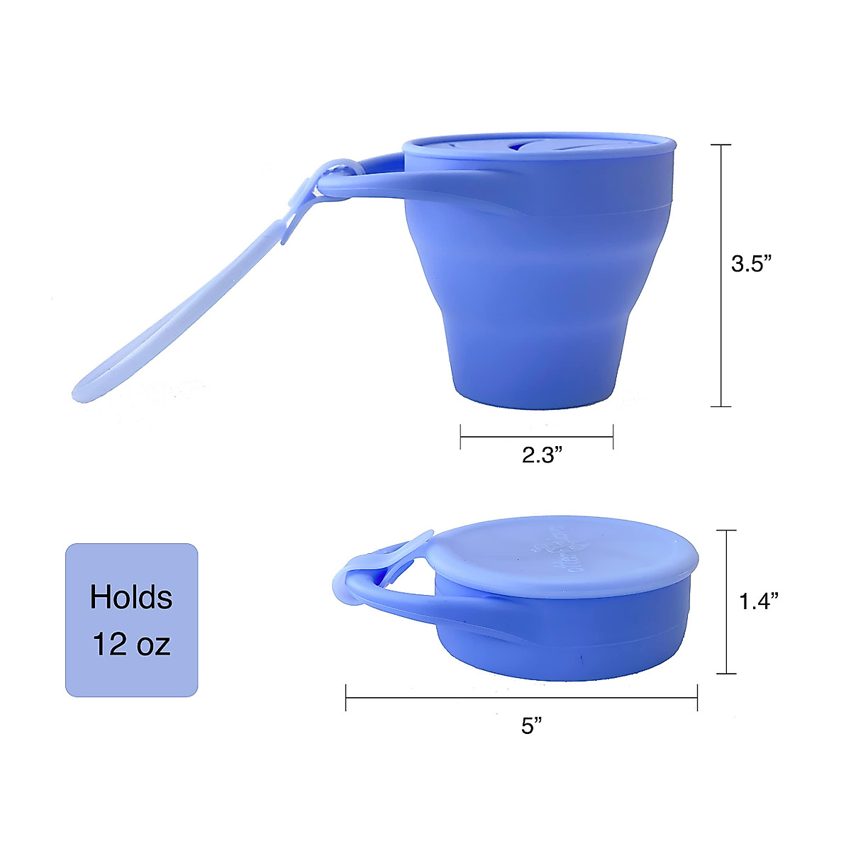 otterlove Collapsable Silicone Snack Container with Attachable Lid | 100% Pure LFGB Platinum Silicone with No Fillers | Snack Cup (2 Pack - Sage & Very Peri)