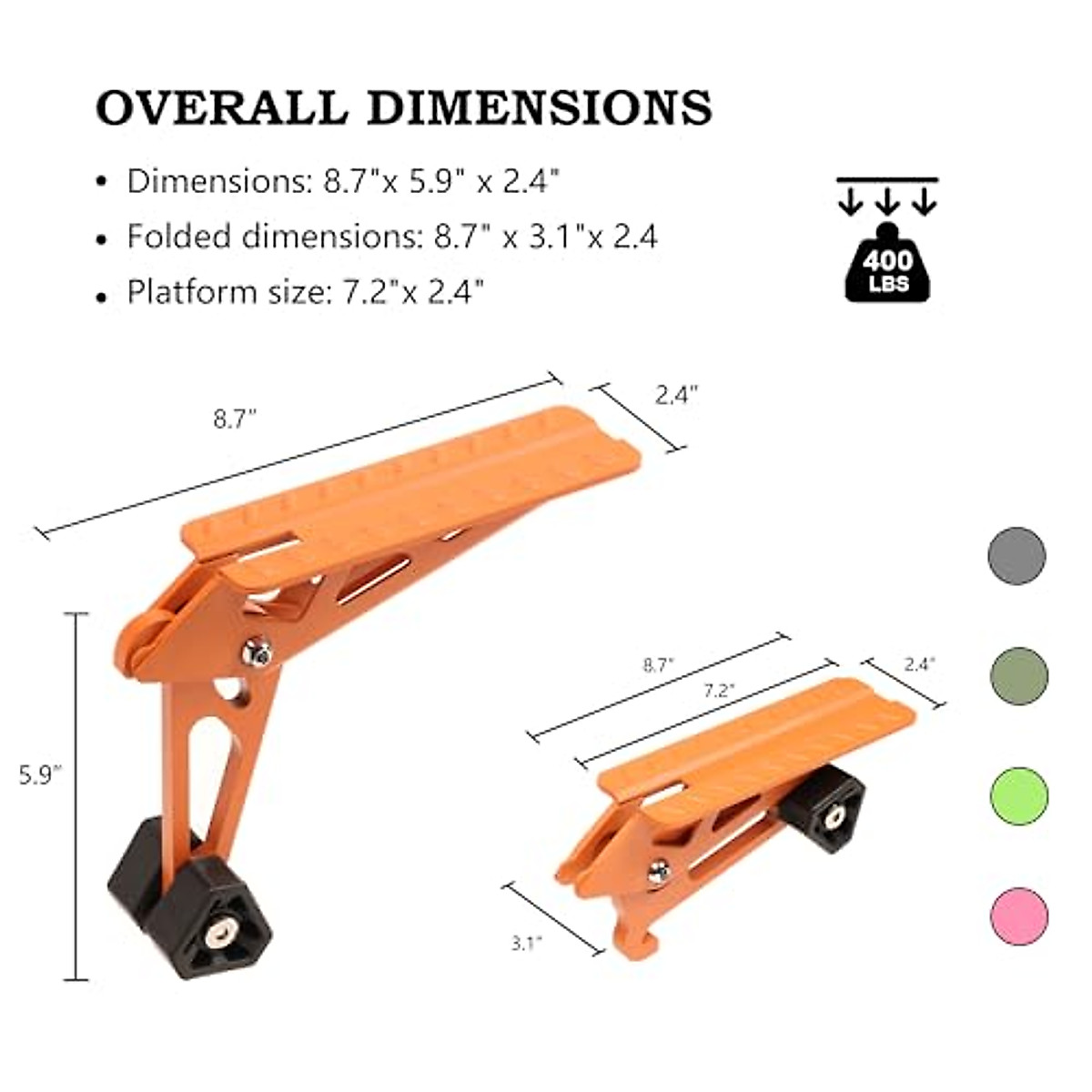 COWVIE Foldable Car Door Step Stand Pedal - Access to Vehicle's Top Roof Both Feet Stand Pedal Ladder for Most SUV Truck Jeep Orange