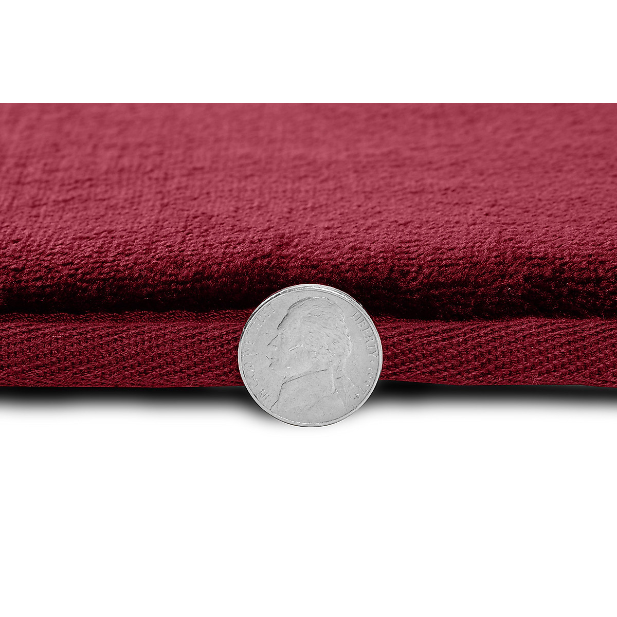 Clara Clark Memory Foam Bath Mat Set Non Slip Absorbent Velvet - Fast Drying Bath Mats Bathroom Rug and Contour Rug Set 3 Piece - 20 x 32-17 x 24-19 x 24, Red