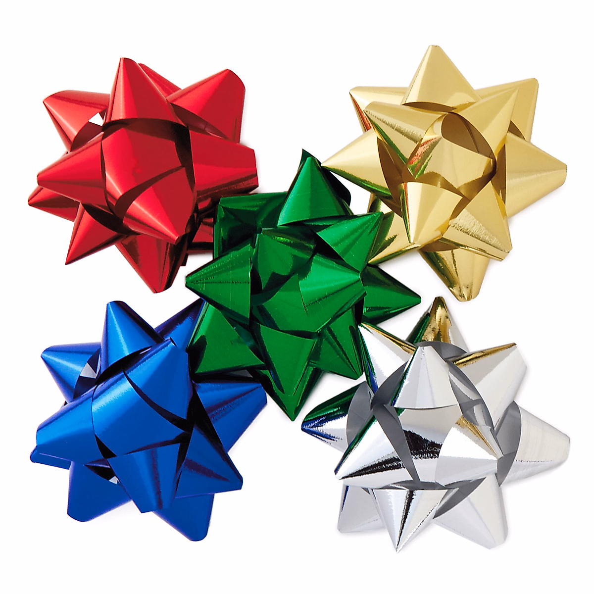 Hallmark 3" Gift Bow Holiday Assortment (75 Bows: Red, Gold, Green, Silver, Blue) for Christmas, Hanukkah, Birthdays, Presents