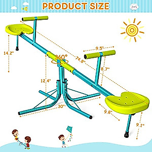 Amictoy Seesaw, Sit and Spin Teeter Totter, 100 Lbs Heavy Duty 2023 Upgraded Model, Kids Outdoor Playground Equipment, Outside Toys Set, Swiveling 360 Degrees Rotating for Kids 4-8 Safety Certified