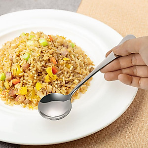 Foamia Soup Spoons, 12-Pack Stainless Steel Spoons Silverware Round Cereal Spoon Dinner Spoons Tablespoons Set for Bouillon Dessert Ice Cream Kitchen Cooking Flatware