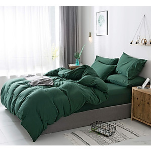 KAIANG 100% Jersey Cotton Duvet Cover Set with Two Pillowcases, Zipper Closure Design Comfy and Easy Care 3 Pieces … (Black, King)