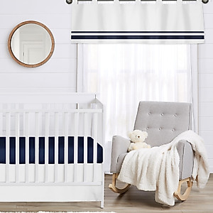 Sweet Jojo Designs White and Navy Hotel Modern Window Valance