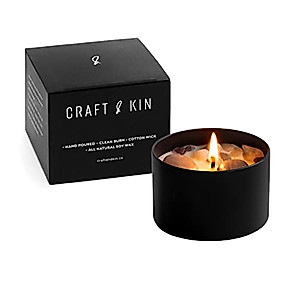 Crystal Candle - Vanilla & Passionfruit Scented Candles | Manifestation Crystal Candles, Meditation Candles with Crystals Inside, Healing Candles | Soy Candles | Aromatherapy Candles Gifts for Women