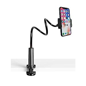 Eaxxfly Gooseneck Bed Phone Holder Mount, Flexible Long Arm Clip Clamp for Desk, Bendy Lazy Bracket Bedside Stand, for iPhone 11 Pro Xs Max XR X 8 7 6 Plus Samsung S20 S10 S9 S8 Plus GPS