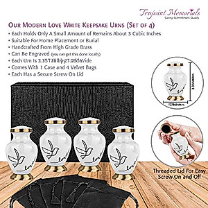 Trupoint Memorials Cremation Urns for Human Ashes - Decorative Urns, Urns for Human Ashes Female & Male, Urns for Ashes Adult Female, Funeral Urns - White, 4 Small Keepsakes