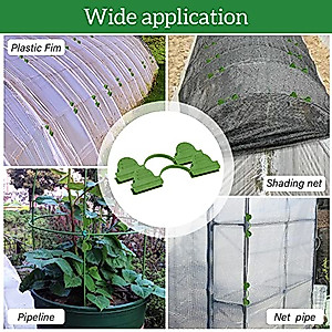 40pcs Greenhouse Clamps, 6mm PP Double Head Fixed Greenhouse Clamp, Plant Stakes Garden Snaps Pipe, Netting Hoop Row Cover, for Home Garden Season Plant Extension Support(Green)