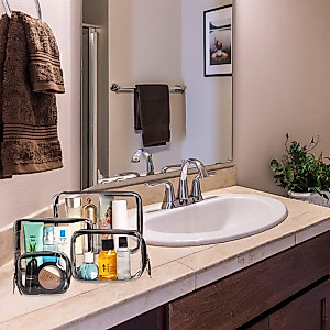 Clear Black Makeup Bags, 4pcs Cosmetic Makeup Bags Set TSA Approved Transparent Travel Toiletry Bag Waterproof Leakproof Carry On Airport Airline Cosmetic Organizer Pouch with Zipper for Women Men