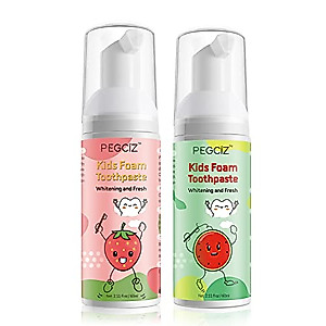 Foam Toothpaste Kids, Toddler Anti-Cavity with Low Fluoride Baking Soda Toothpaste, 360ºCare for Mouth, for Kids Age for 3 and Up, Strawberry & Watermelon Fruity Mix Pack