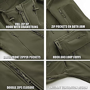 MAGCOMSEN Mens Jacket Winter Coats for Men Waterproof Jacket Fleece Snowboarding Jacket Casual Outdoor Soft Shell Jackets Rain Jacket Tactical Jacket