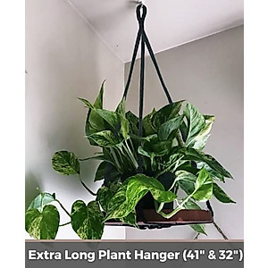 Shineloha 2 Pack Macrame Plant Hanger | Hanging Planters for Indoor Plant, Indoor Hanging Planter Shelf | Plant Hanger, Hanging Plant Holder, No Plant/Pot Included (Black) (1 Large+ 1 Medium)…