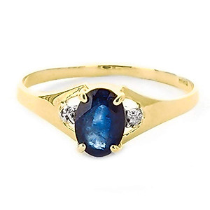 Galaxy Gold GG 14k Yellow Gold Ring with Natural Diamonds and Sapphire - Size 6