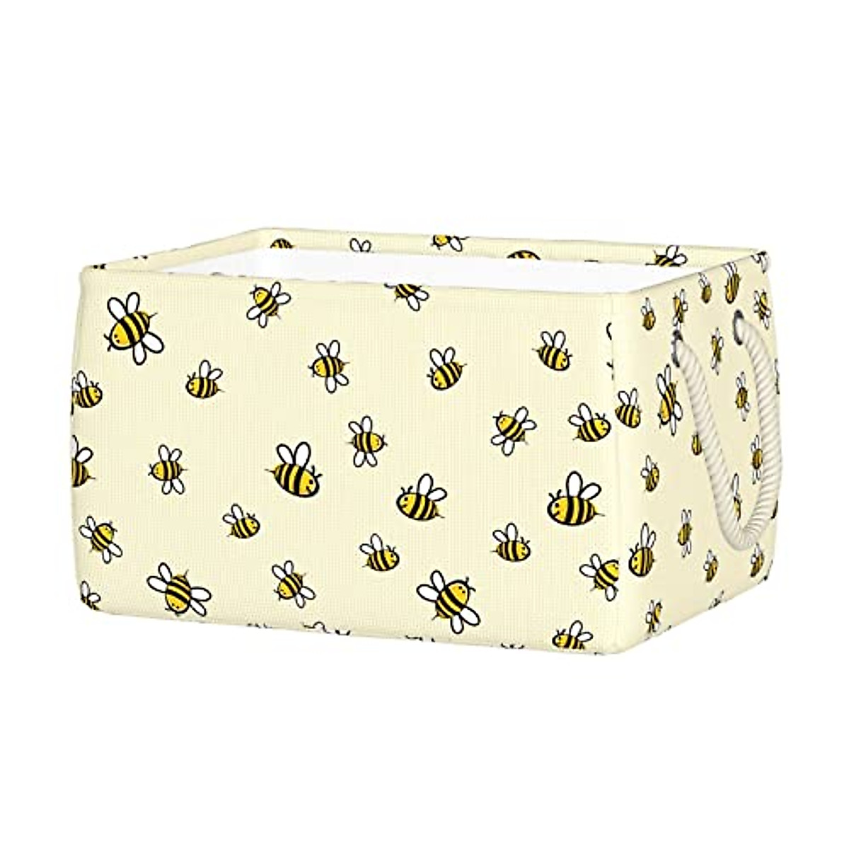 Nozidse Honey Bee Rectangular Storage Baskets for Organizing Shelves Collapsible with Handles for Shelf Closet Bathroom Cute Large Fabric Storage Bin