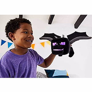 Mattel Minecraft Ender Dragon Plush Toy with Lights & Sounds, 12-Inch Soft Doll with Posable Wings, Video Game Character