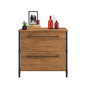 Sauder Iron City Lateral File, L: 31.50" x W: 20.00" x H: 30.00", Checked Oak Finish