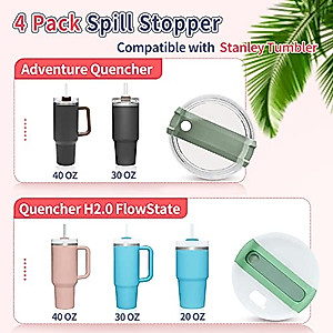 4 Pack Silicone Spill Stopper Set for Stanley Tumbler, Compatible with Stanley 40oz Tumbler with Handle, Leak Stopper for Stanley 30oz Tumbler with Handle, for Stanley Cup Accessories (White)…