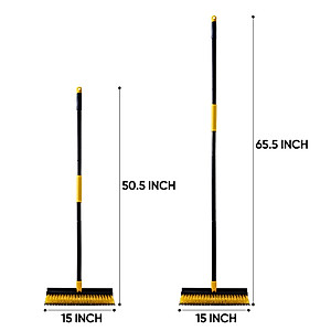 Yocada Double-Sided Floor Scrub Brush Triangle Brush Corner Crevice Cleaning Brush Heavy Duty Stiff Bristle 65.5" for Cleaning Patio Bathroom Garage Kitchen Wall Deck Tub Tile