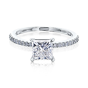 Kobelli 1ct Moissanite Princess Petite Shank Engagement Ring 14K Gold - yellow-gold / 6.0 G-H