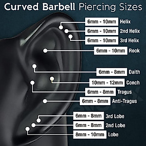 3pc 16g Curved Barbell Lip Ring Stainless Steel Eyebrow Barbells Spike Daith Earrings 12mm