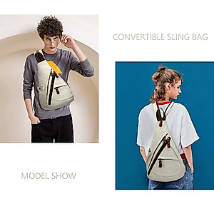 KL928 Canvas Sling Bag - Small Crossbody Backpack Shoulder Casual Daypack Rucksack for Men Women