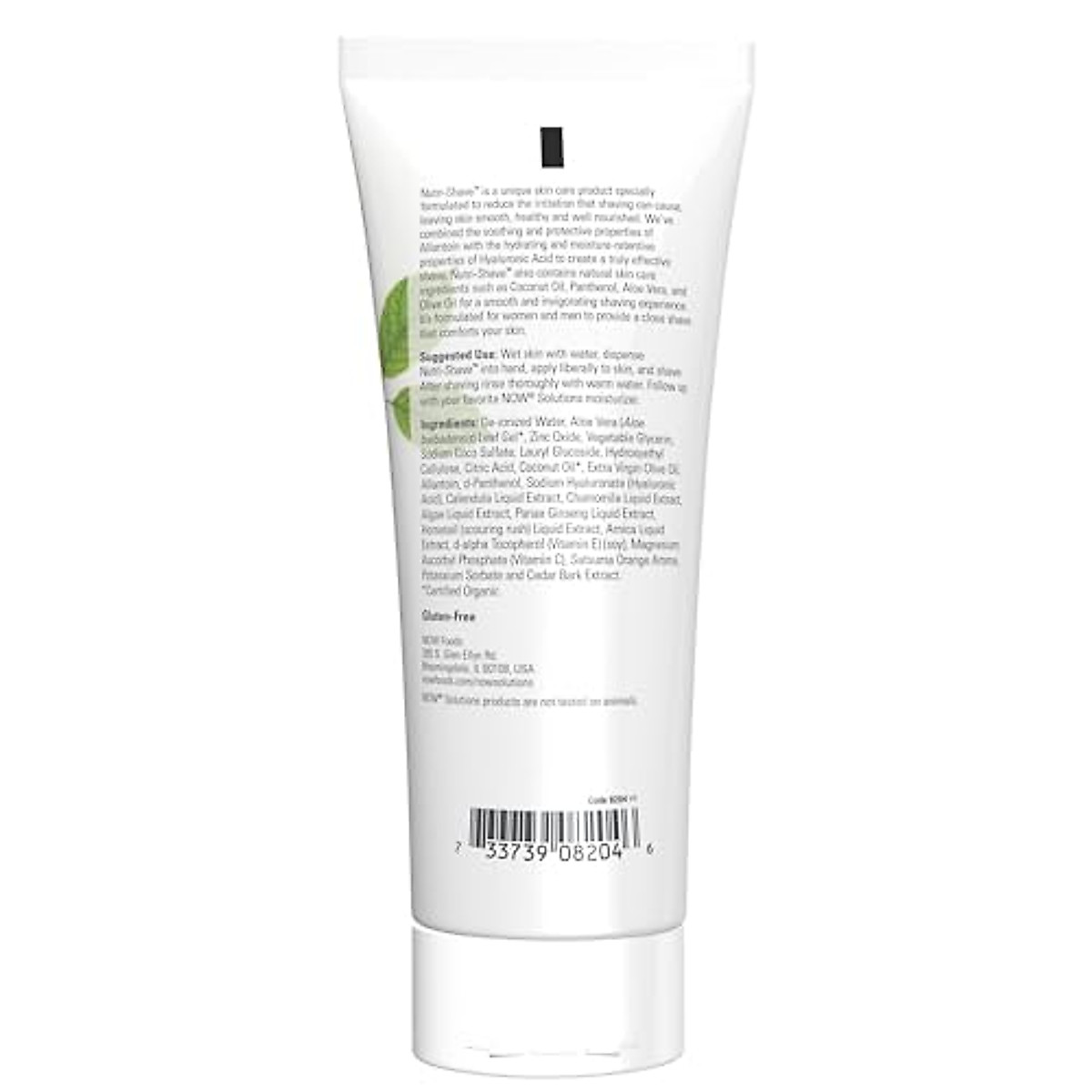 NOW Foods Solutions, Nutri-Shave, Shave Cream, Removes Pore Clogging Residue, Reduces Irritation, 8-Ounce