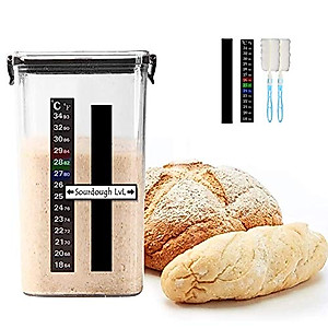 Sourdough Starter Jar Kit, 45 Oz DIY Sourdough Starter Jar with Magnetic Strip, Thermometer, Fruit magnet, Jar cleaning brushes - Reusable Sourdough Jar Kit, Use for Home Bakery & Dry Food Storage