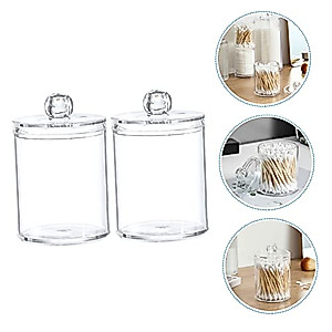 Veemoon 6 pcs Swab Swabs Salts Round Holder Tip Rounds Gauze Floss Organization Container Clear Acrylic Sundries Organizer Organizers Q Bathroom Canister Ball Convenient Home Dispenser