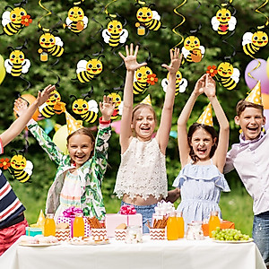 Qyeahkj 84 Pcs Bee Party Decorations Bumble Bee Baby Shower Birthday Party Decorations Hanging Swirl Foil Ceiling Streamers First Bee Themed Party Supplies for Kids Birthday Bee Day Classroom Decor