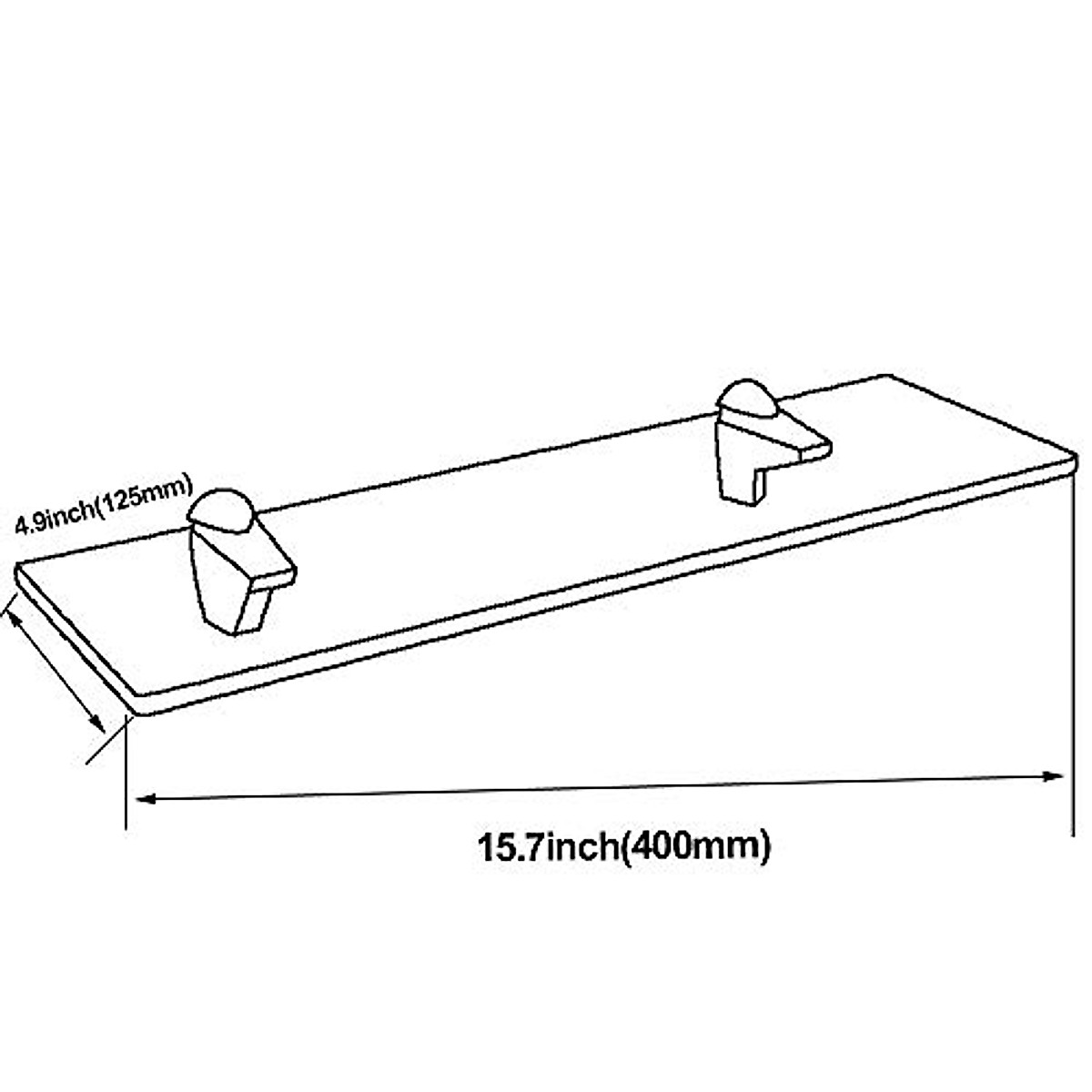XVL 15.5-Inch Bathroom Glass Shelf, Chrome GS3004B-L