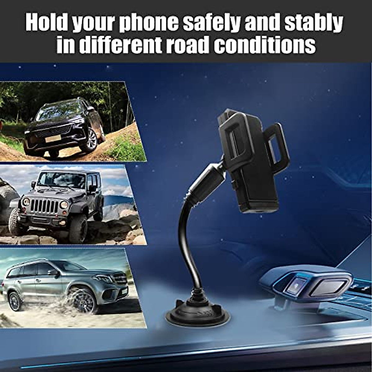 QUICTO Car Cup Holder Phone Mount,Universal Extendable Cup Base Phone Holder for Car Truck ,Compatible with iPhone 13 12 11 Pro Max & All Cell Phones,Super Stable, Easily Install