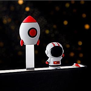 ARFUKA Bookmarks 3D Cartoon Astronaut Rocket Bookmarks Stainless Steel Page Markers Book Markers Set Gift for Men Women Kids Readers