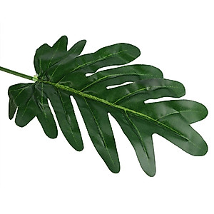 Jacksing Faux Leaf, Plastic Artificial Faux Foliage Green Grass Plant Leaf Home Office Party Garden Interior