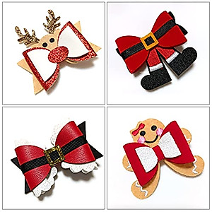 Christmas Clips Kit Toddler Girls Xmas Holiday Hair Bows Barrettes Bulk Kids Glitter Santa Antler Gingerbread Bowknot Hair Pins Cute Costume Accessories Little Baby Girls New Year Favor Gifts
