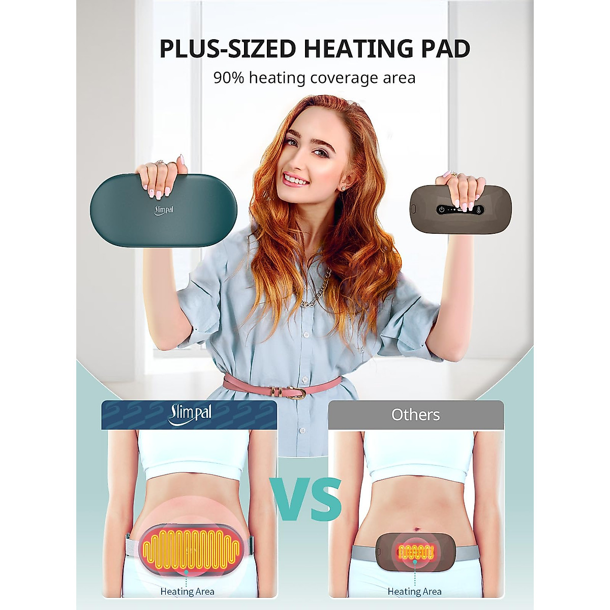 Slimpal Heating Pad for Period Cramps&Back Pain, Plus-Sized Electric Heating Pad, Menstrual Period Cramps Heat Belt Pain Relief, 3 Timer Auto Off Setting, Dark Green