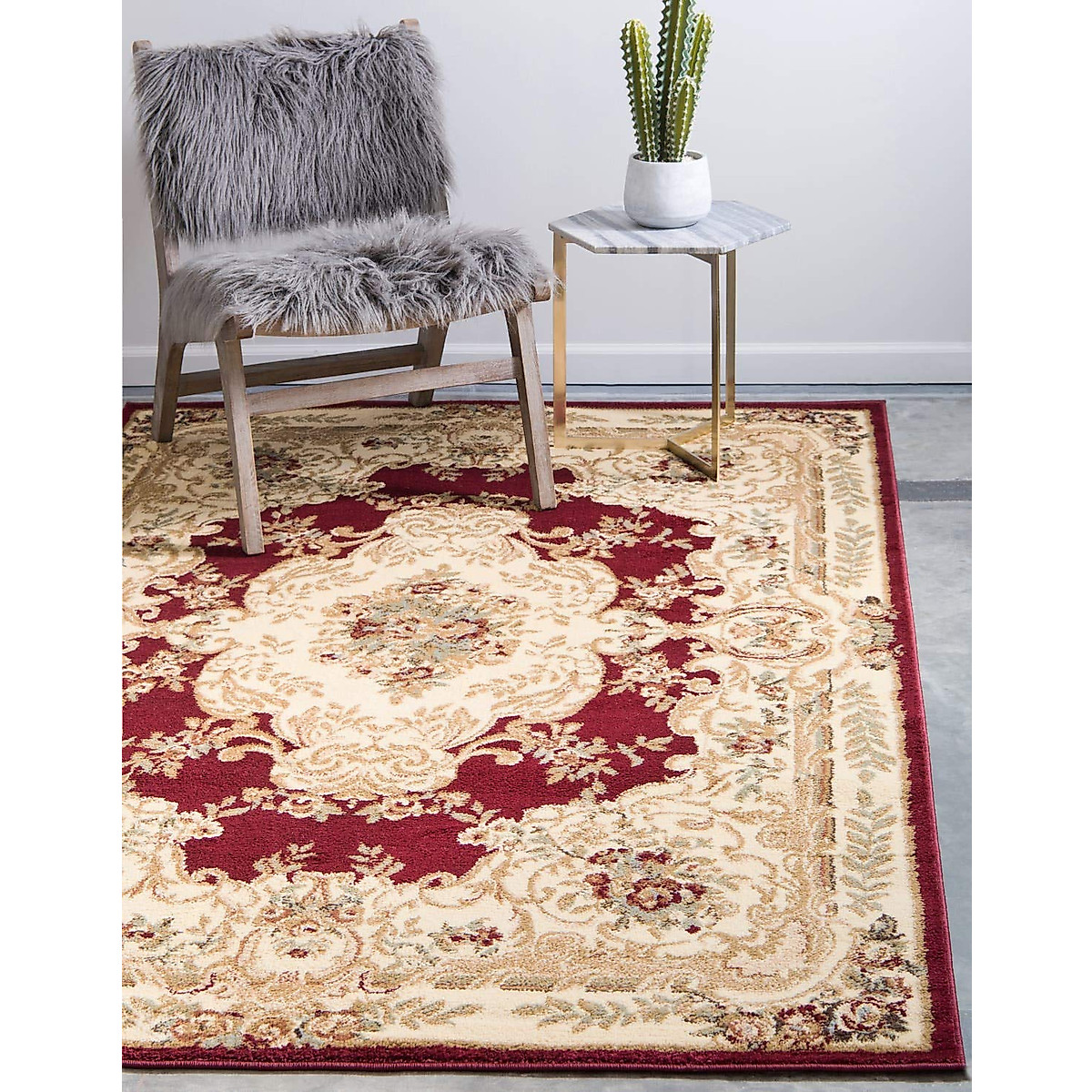 Unique Loom Versailles Collection Area Rug - Charles (5' 3" x 8' Rectangle Red/Cream)