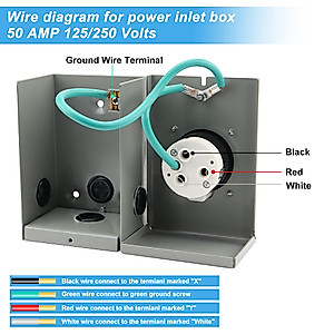 Luckyweld 50Amp Generator Power Inlet Box,125/250V, 12500W,NEMA SS 2-50P Generator Inlet Box,Waterproof, Outdoor Use