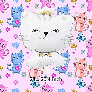 5Pcs Cat Foil Balloon Large Cute Cat Kitten Balloons for Birthday Baby Shower Wedding kids Pet Themed Cartoon Party Decoration Supplies