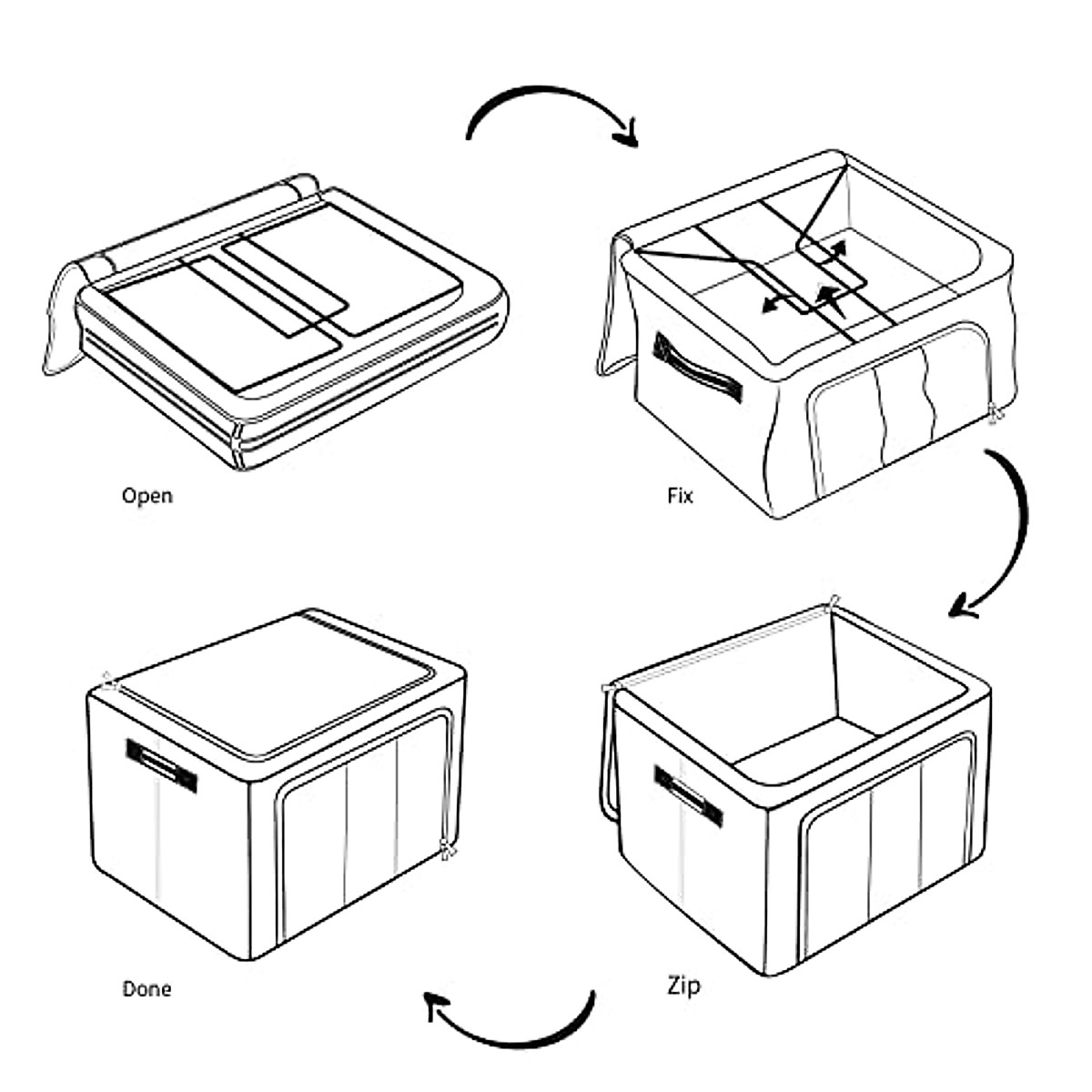 3 Pack Upgraded Clothes Storage Containers Bins, Stackable Storage Bins-Collapsible Storage Bins for Clothes Storage Box for Clothing with Front Zipper＆ Clear Window＆ Reinforced Handles, 66L, 3PCS)